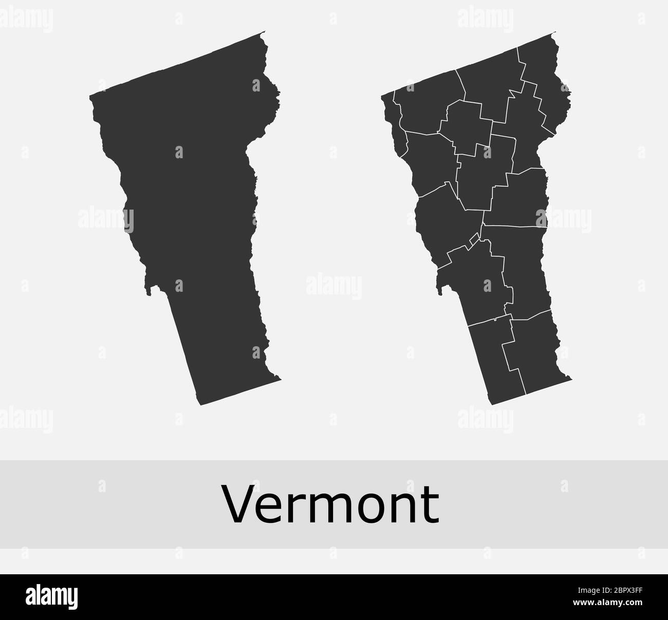 Vermont maps vector outline counties, townships, regions ...