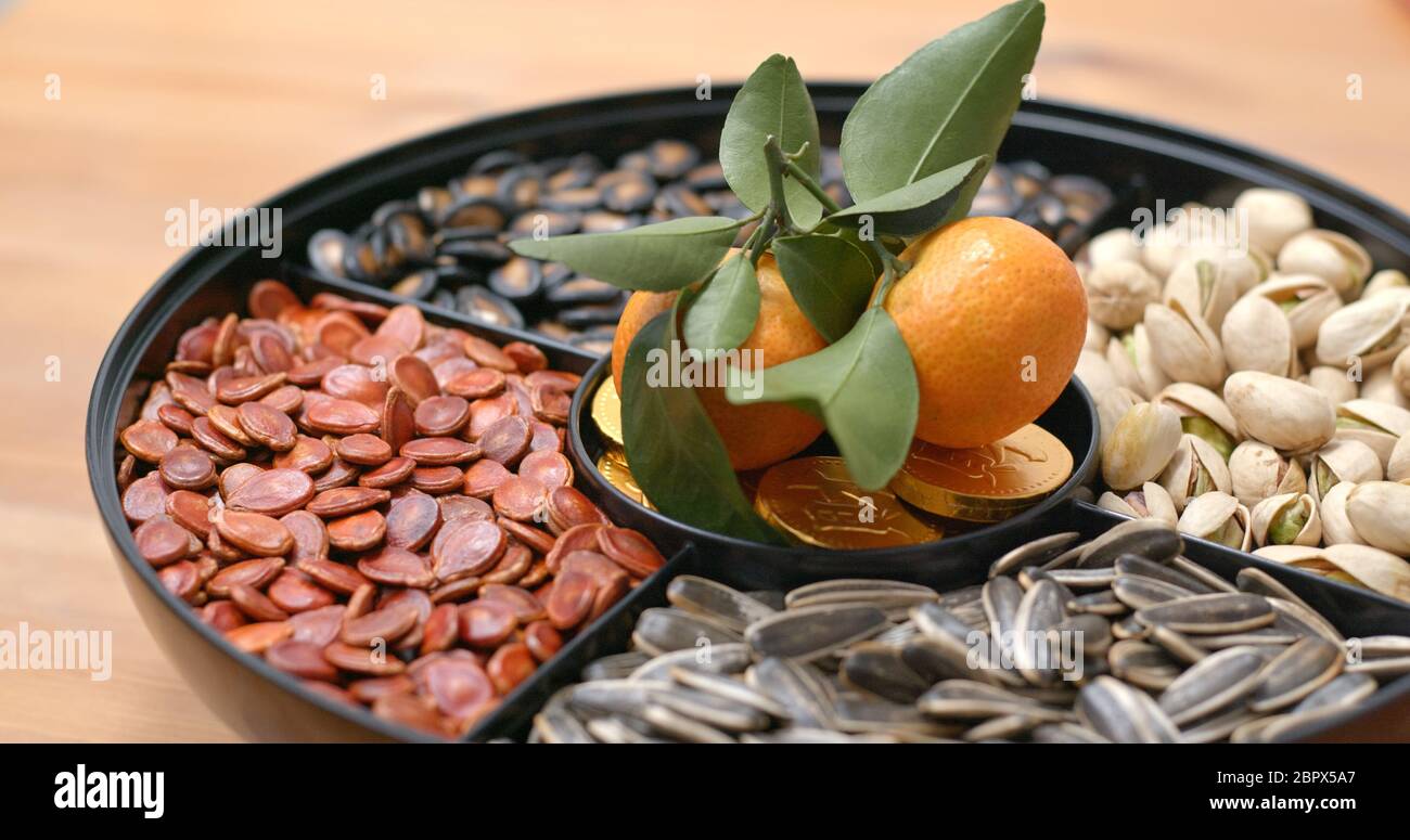 Lunar new year snack tray Stock Photo - Alamy