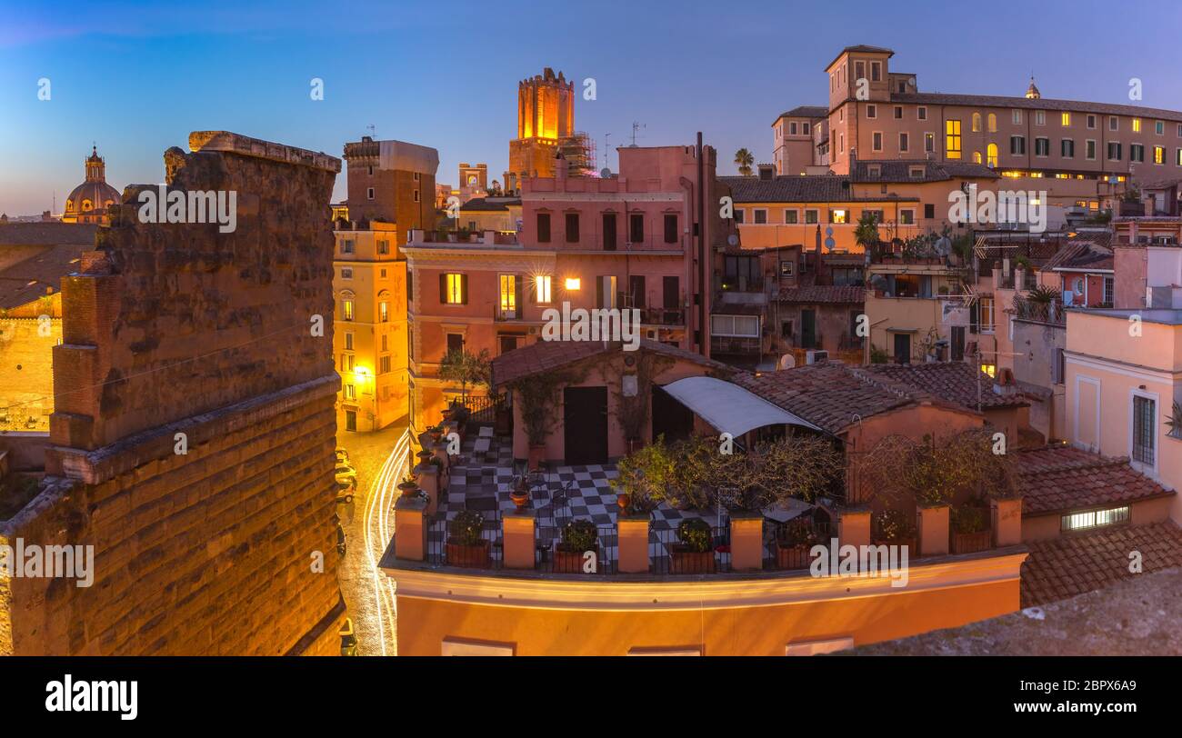 Rome rooftops at night hi-res stock photography and images - Alamy