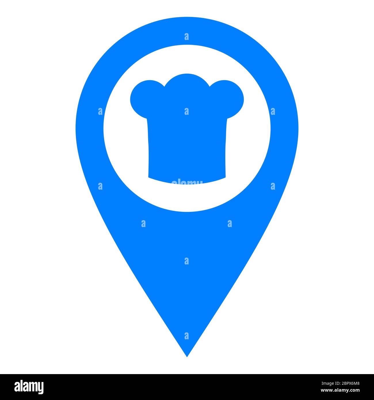 Chef hat and location pin Stock Photo - Alamy