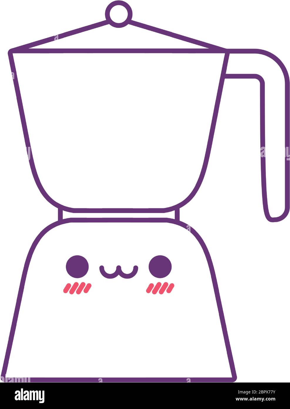 coffee kettle cartoon line style icon design, Kawaii food cute ...