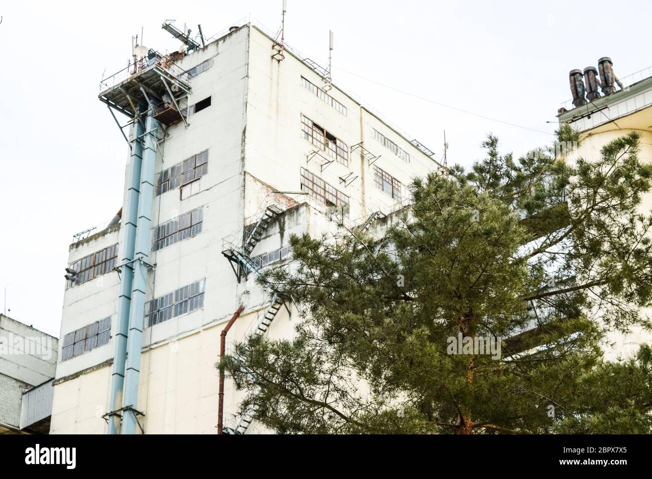 Building for storing and drying grain. Soviet-built elevator Stock ...