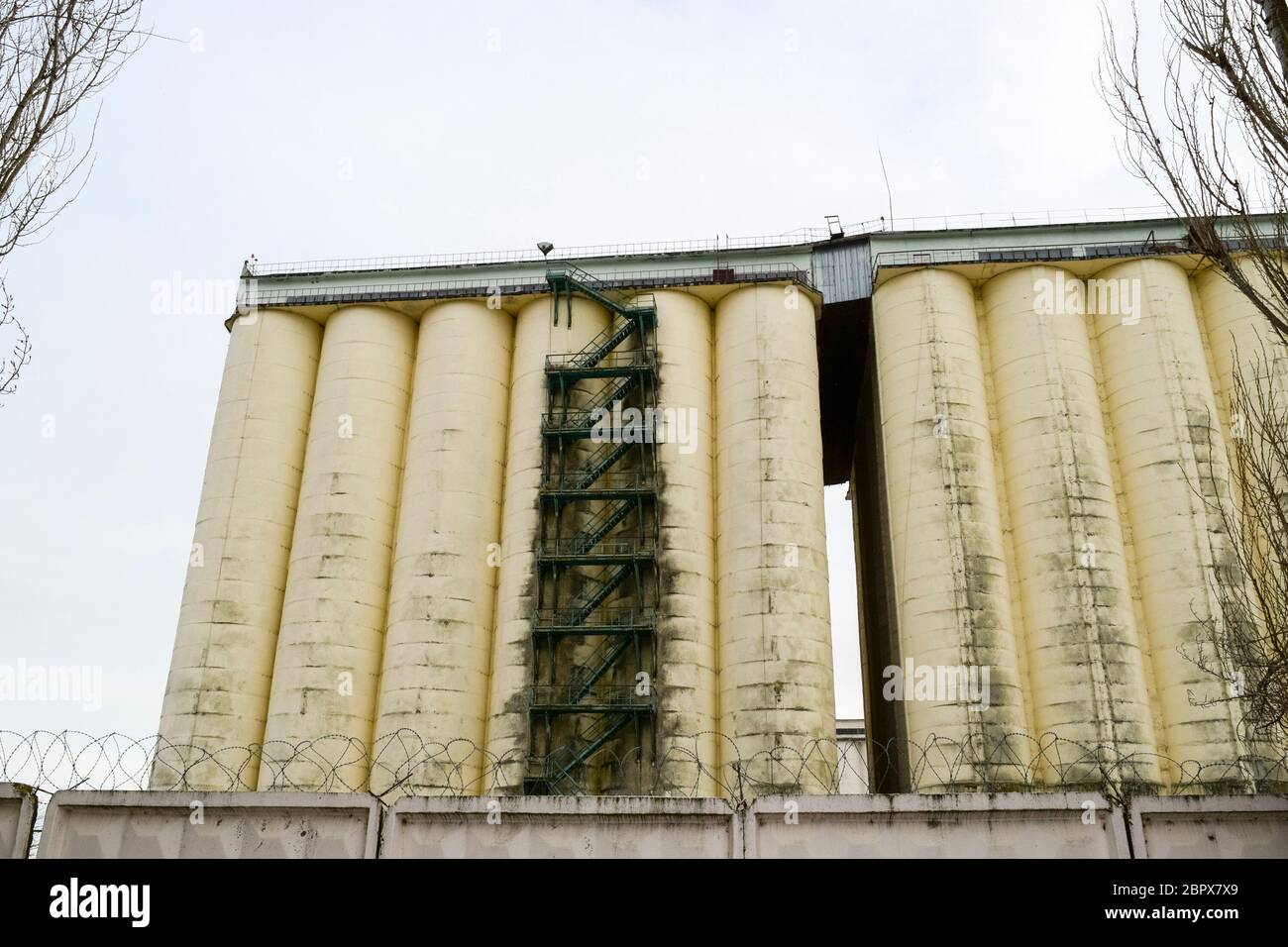 Building for storing and drying grain. Soviet-built elevator Stock ...