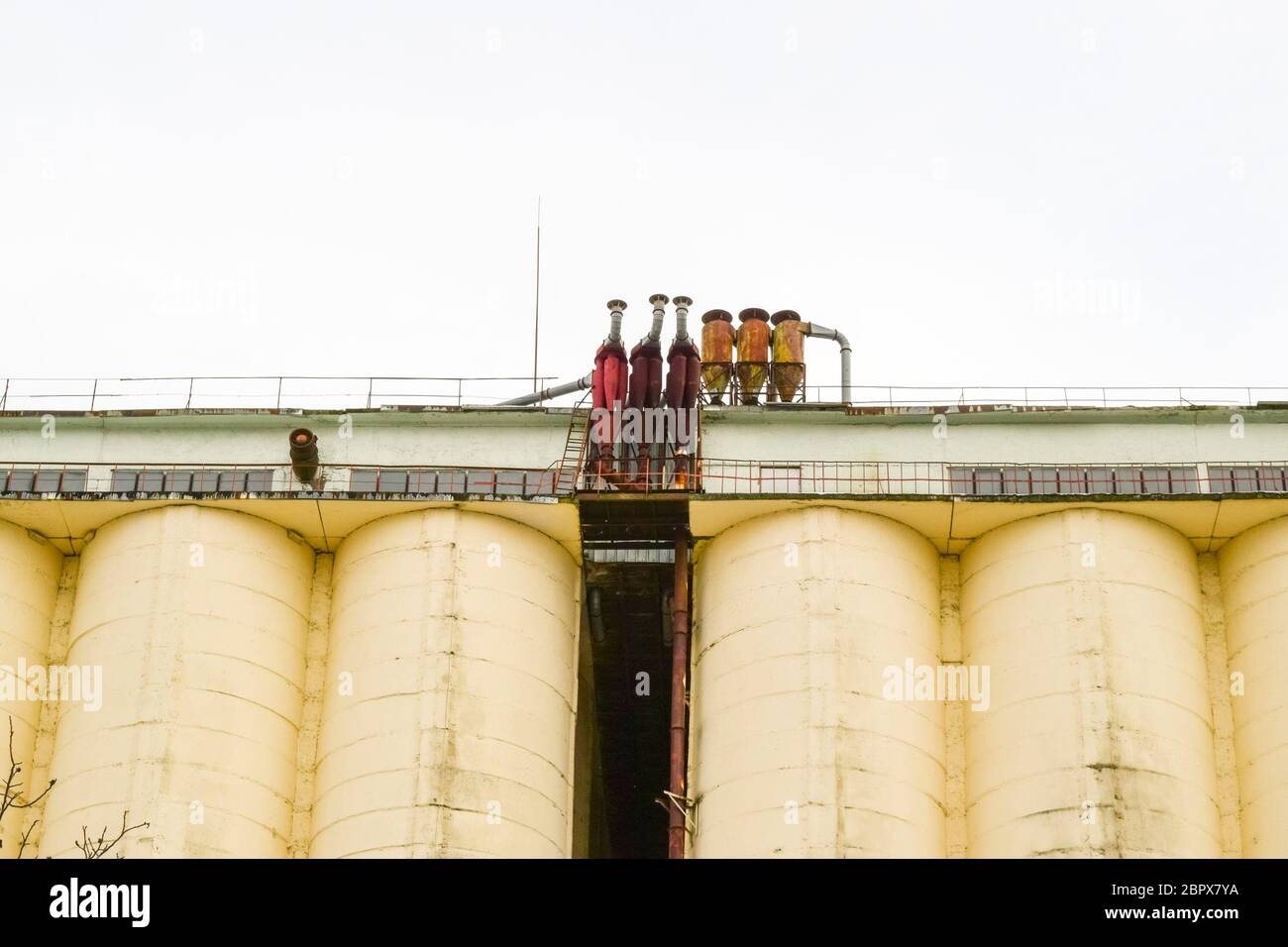 Building for storing and drying grain. Soviet-built elevator Stock ...