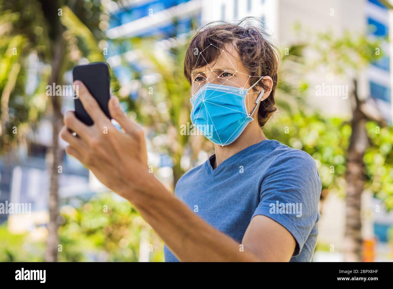 Facial recognition grid overlay. Face Recognition In Medical Mask Using ...