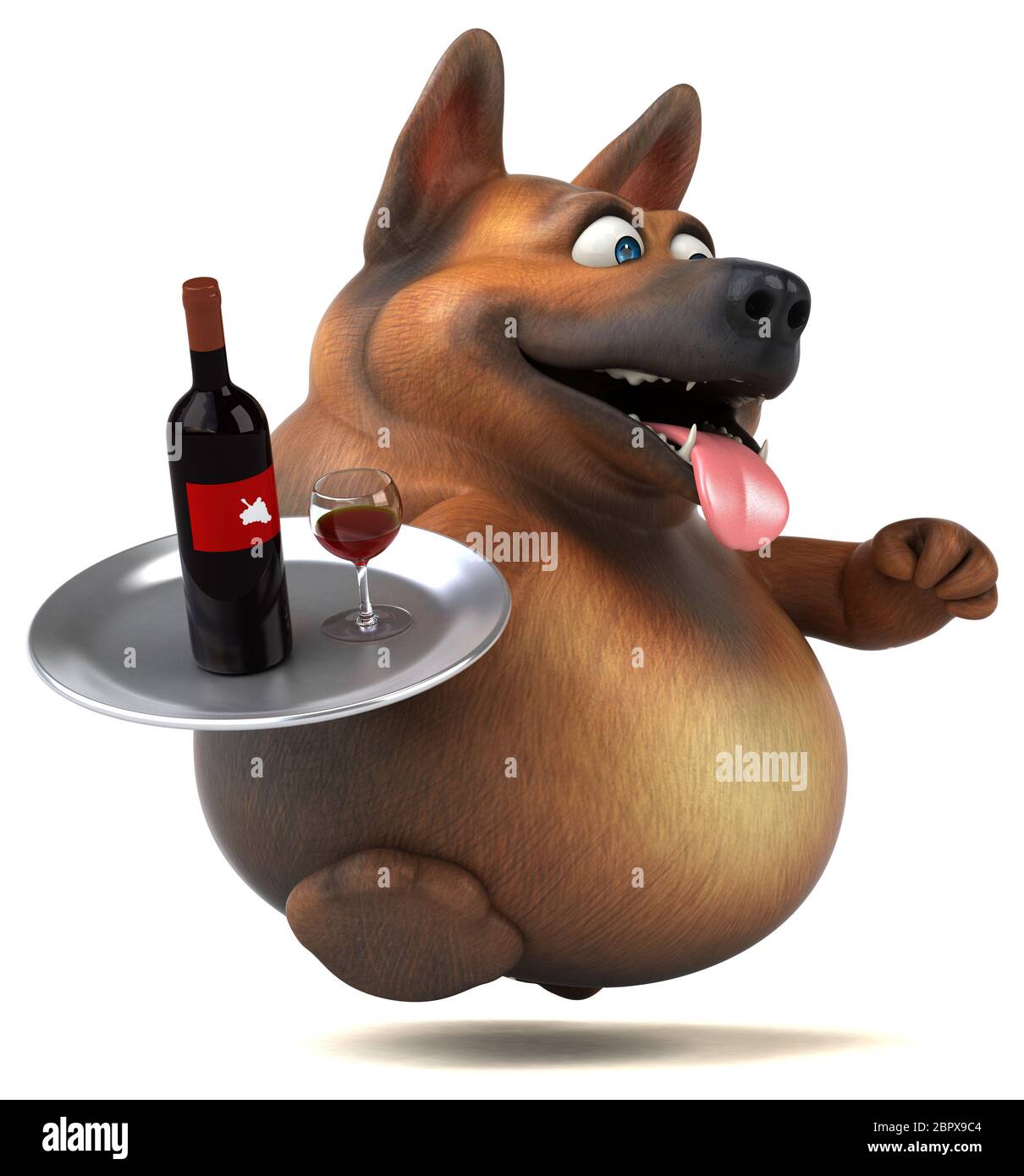 Fun german shepherd dog - 3D Illustration Stock Photo - Alamy