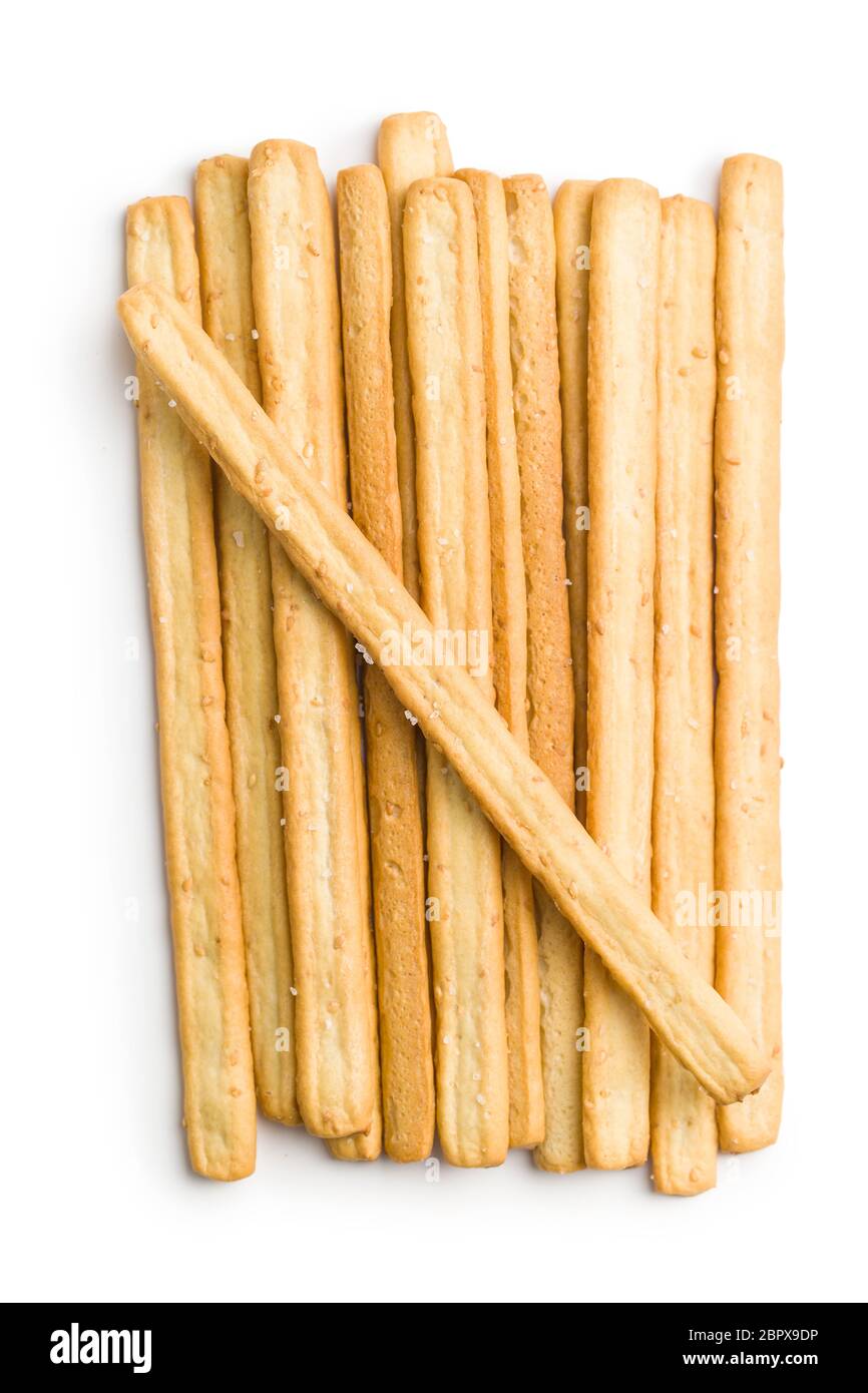 Italian grissini breadsticks. Tasty grissini snack isolated on white ...
