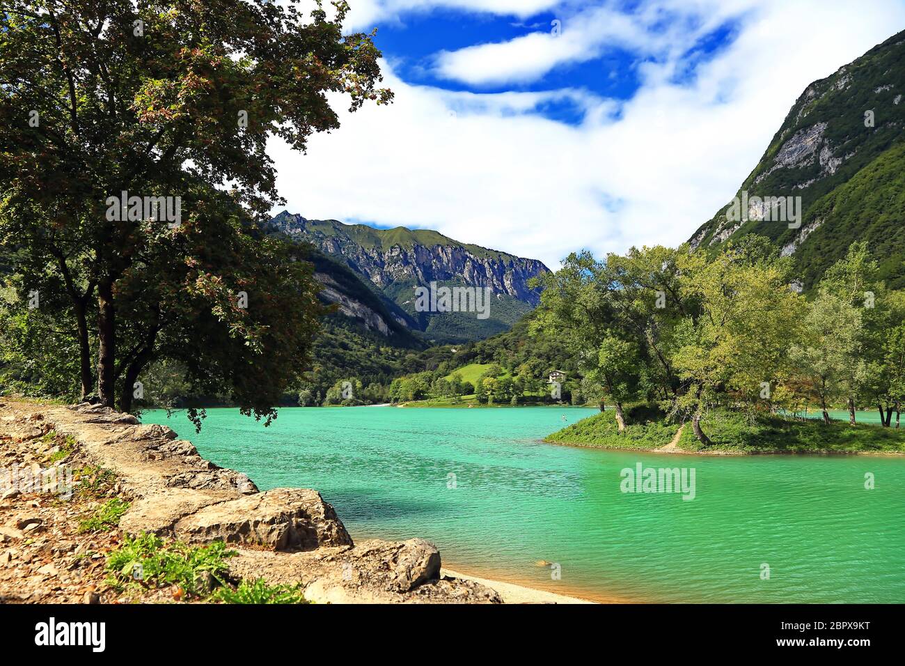 Lake Tenno a mountain lake in Italy at Tenno in Trentino Stock Photo ...