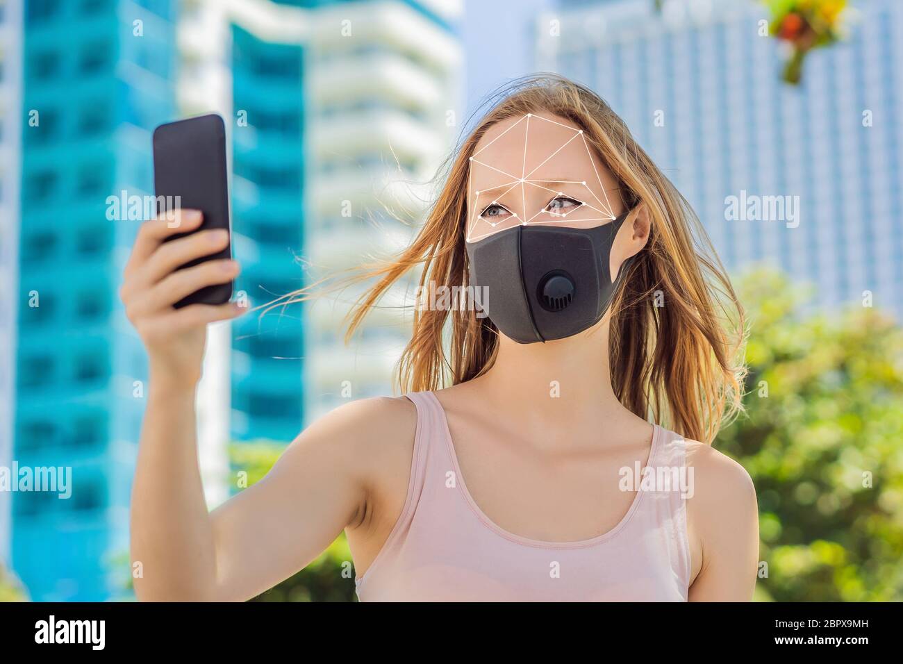 Facial recognition grid overlay. Face Recognition In Medical Mask Using ...