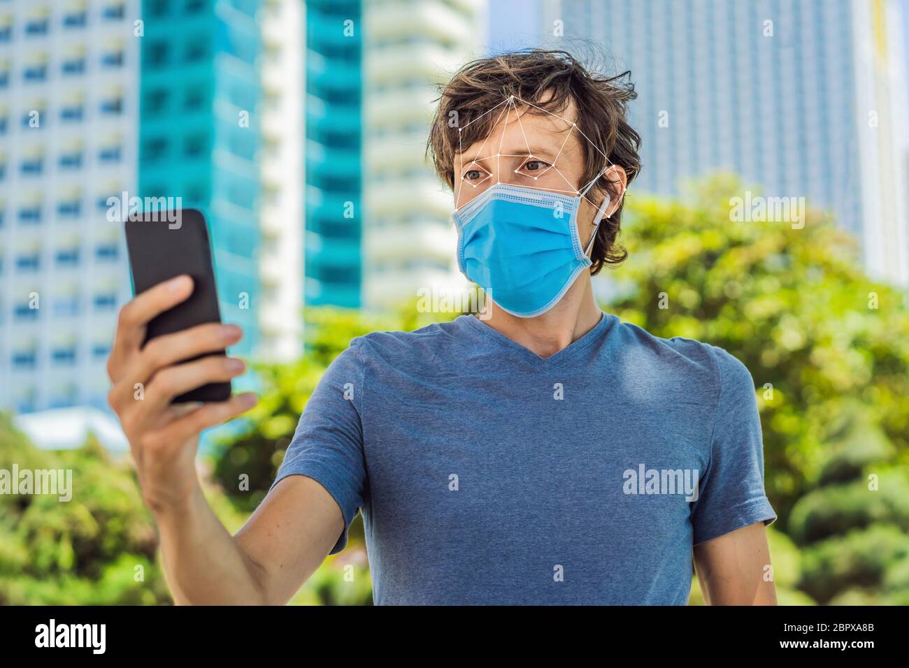 Facial recognition grid overlay. Face Recognition In Medical Mask Using ...