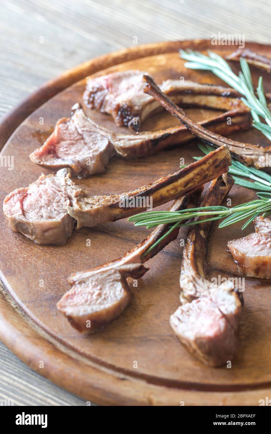 Grilled lamb rib chops on the plate Stock Photo - Alamy