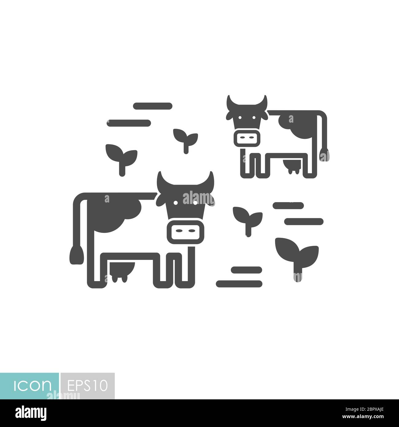Cow on a pasture icon. Agriculture sign. Graph symbol for your web site ...