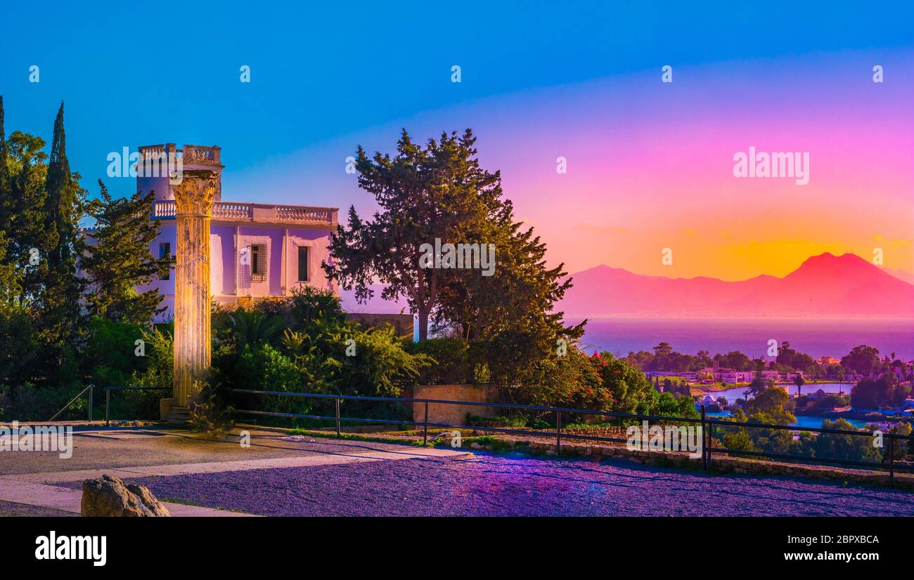 View from hill Byrsa with ancient remains of Carthage and landscape ...