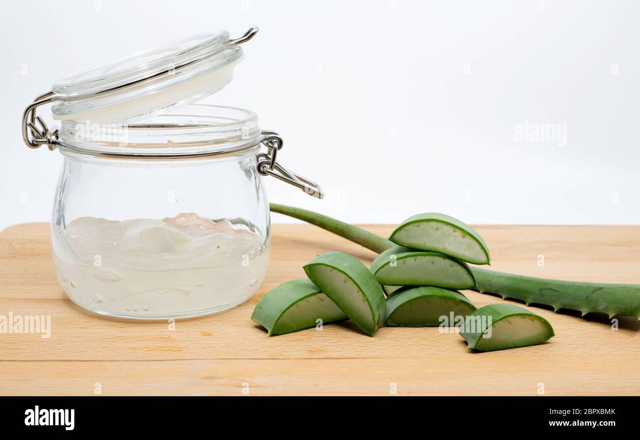 Aloe slices bottle gel hi-res stock photography and images - Alamy