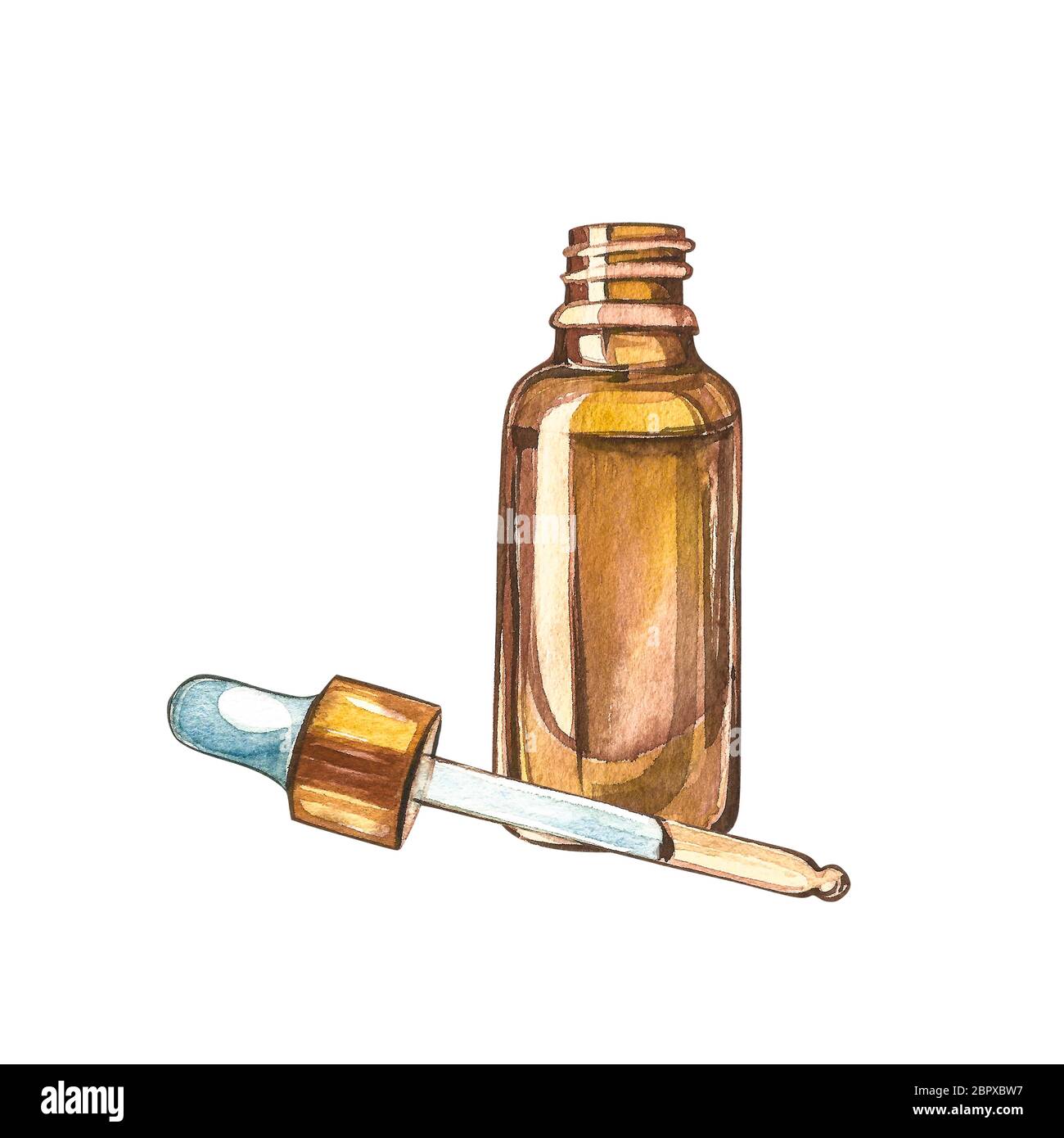 CBD oil hemp products. Watercolor illustration on white background ...