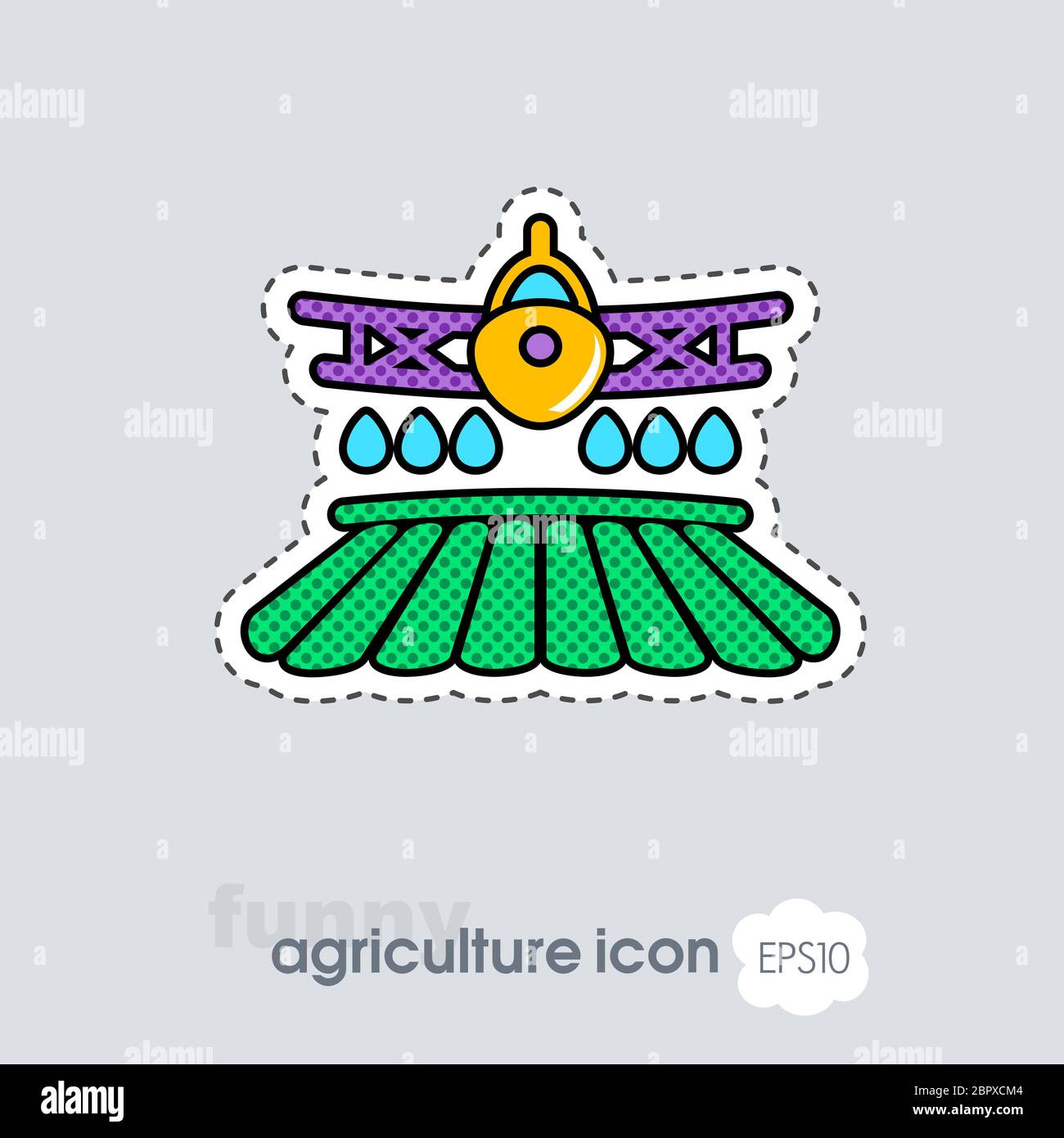 Crop duster airplane spraying a farm field icon. Agriculture sign ...