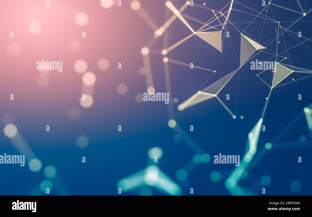 Abstract polygonal space low poly dark background with connecting dots and lines. Connection ...