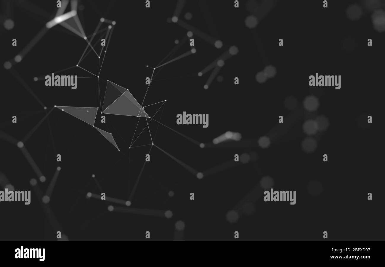 Abstract polygonal space low poly dark background with connecting dots ...