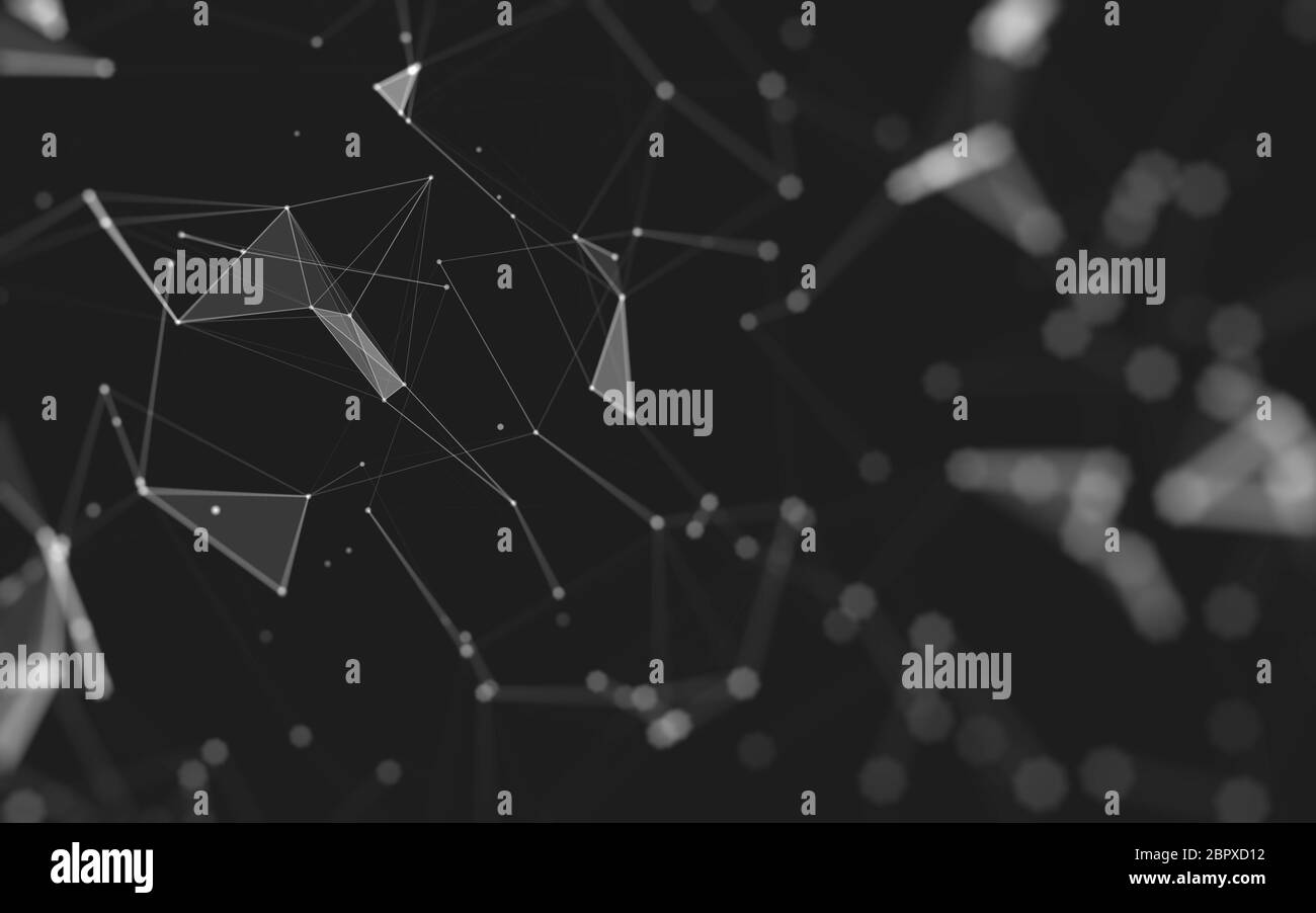 Abstract polygonal space low poly dark background with connecting dots ...