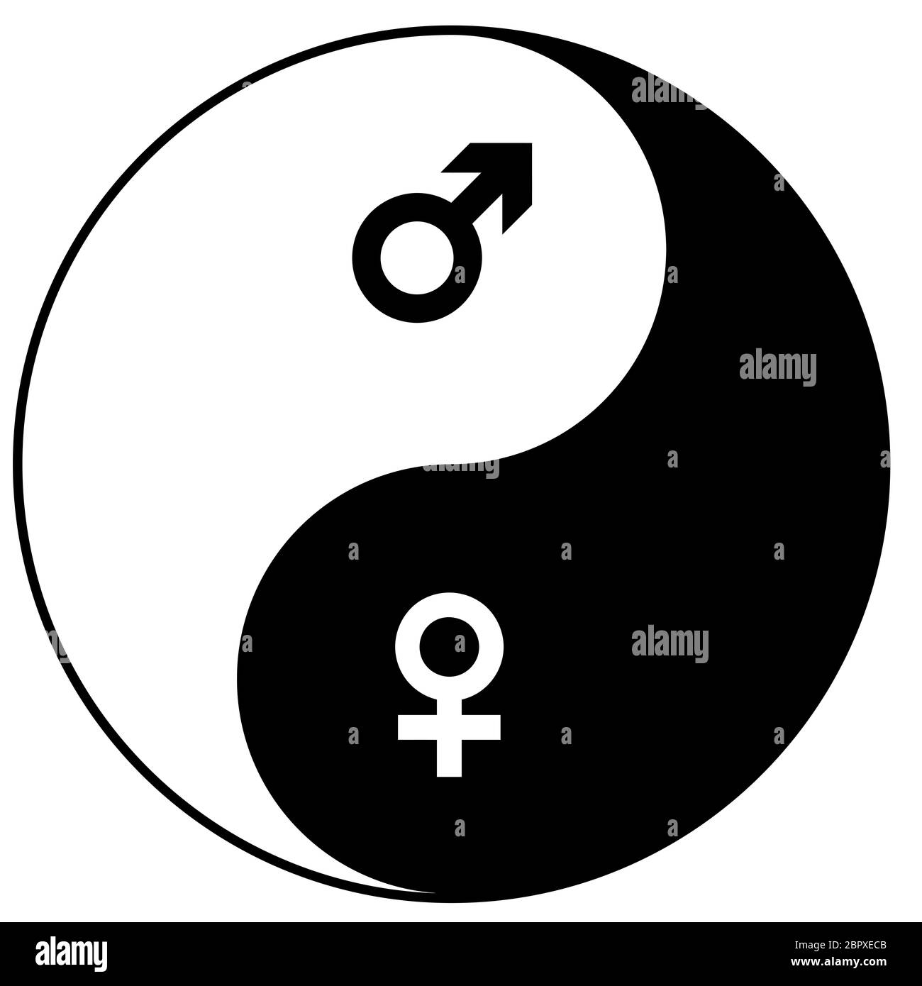 yin yang gender female male balance zen silhouette illustration Stock ...