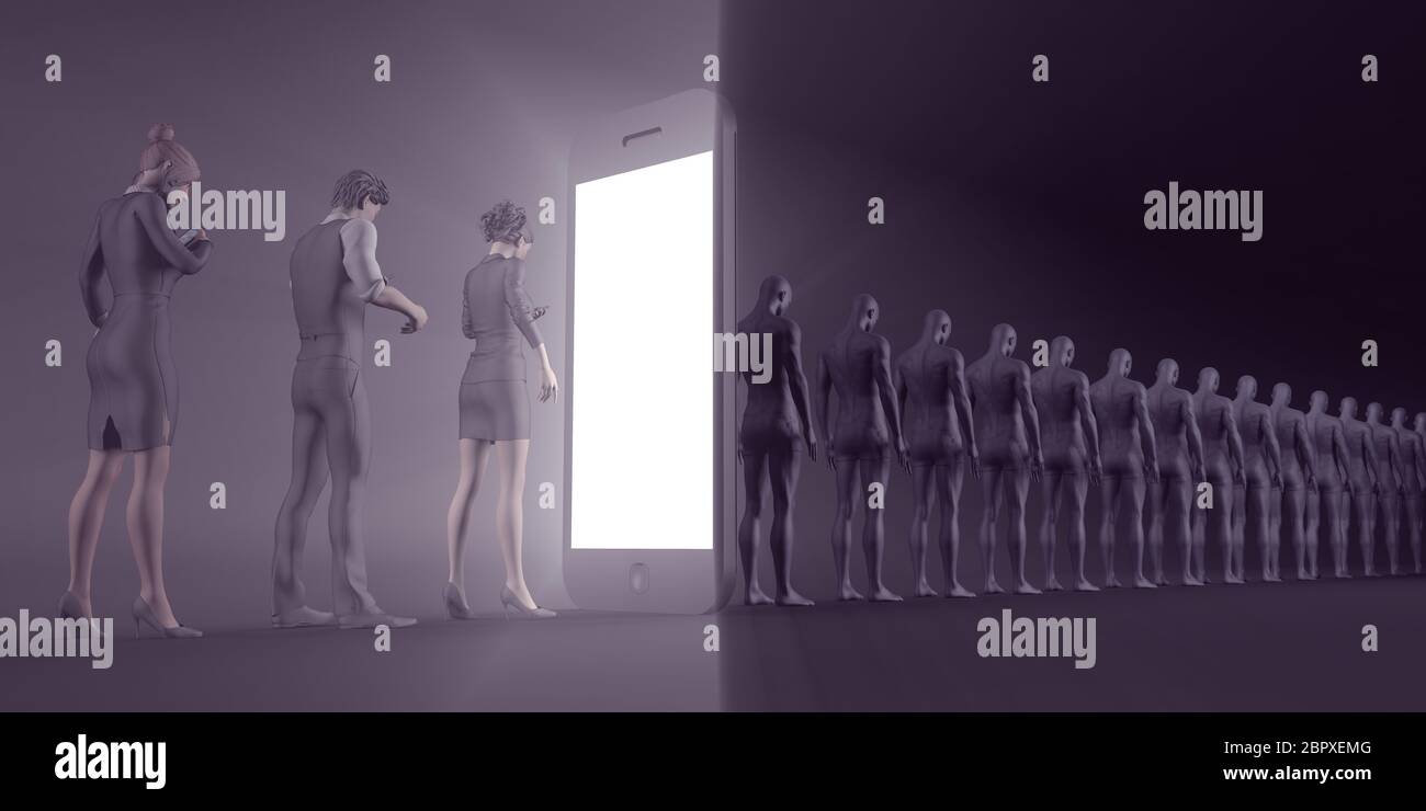 Technological Zombies with People Immersed in their Mobile Phones Stock ...