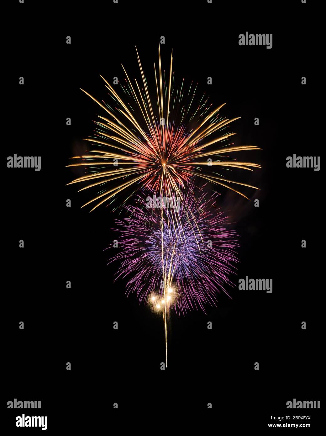 Colorful fireworks on night sky background Stock Photo - Alamy
