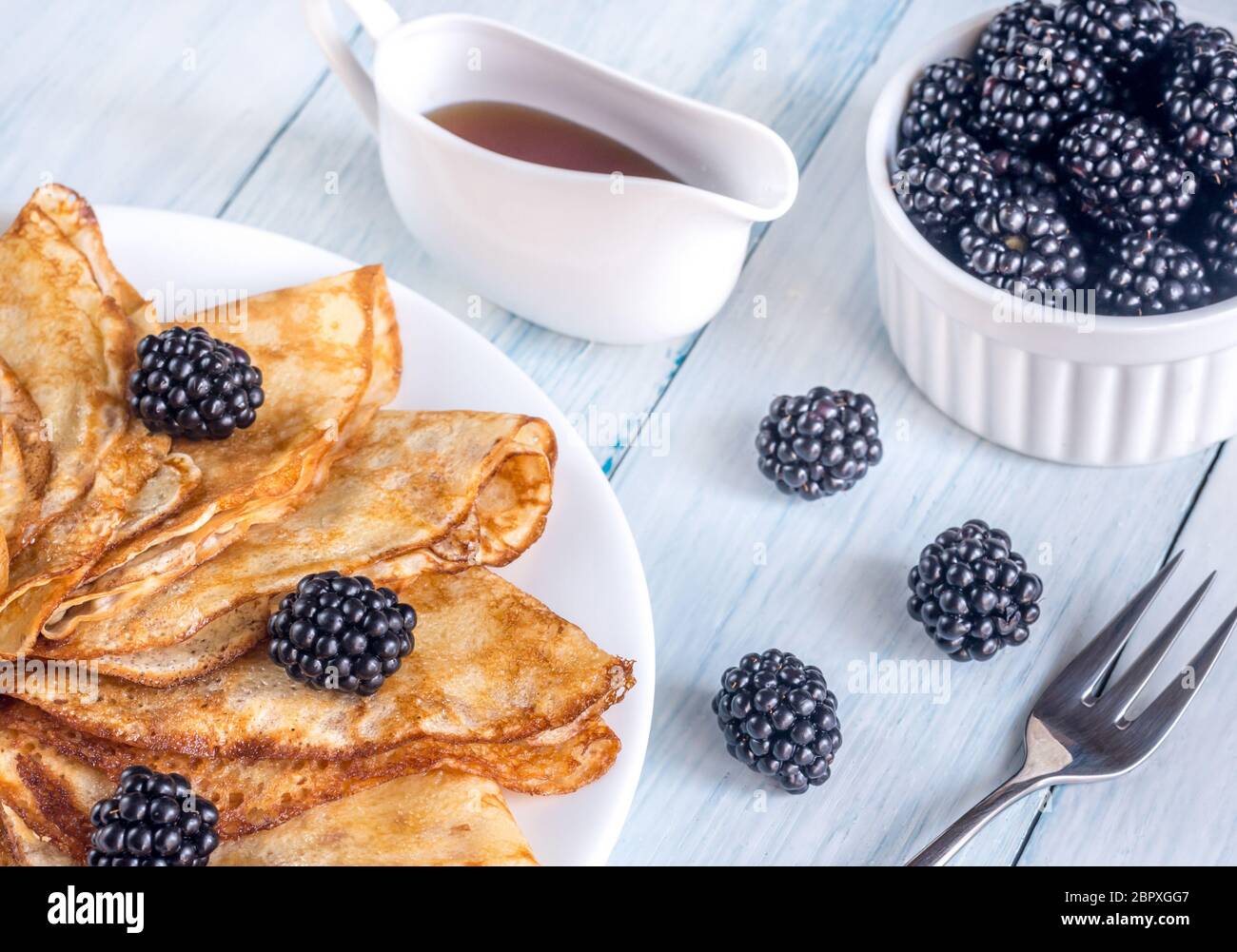 Pile of crepes on the plate Stock Photo - Alamy
