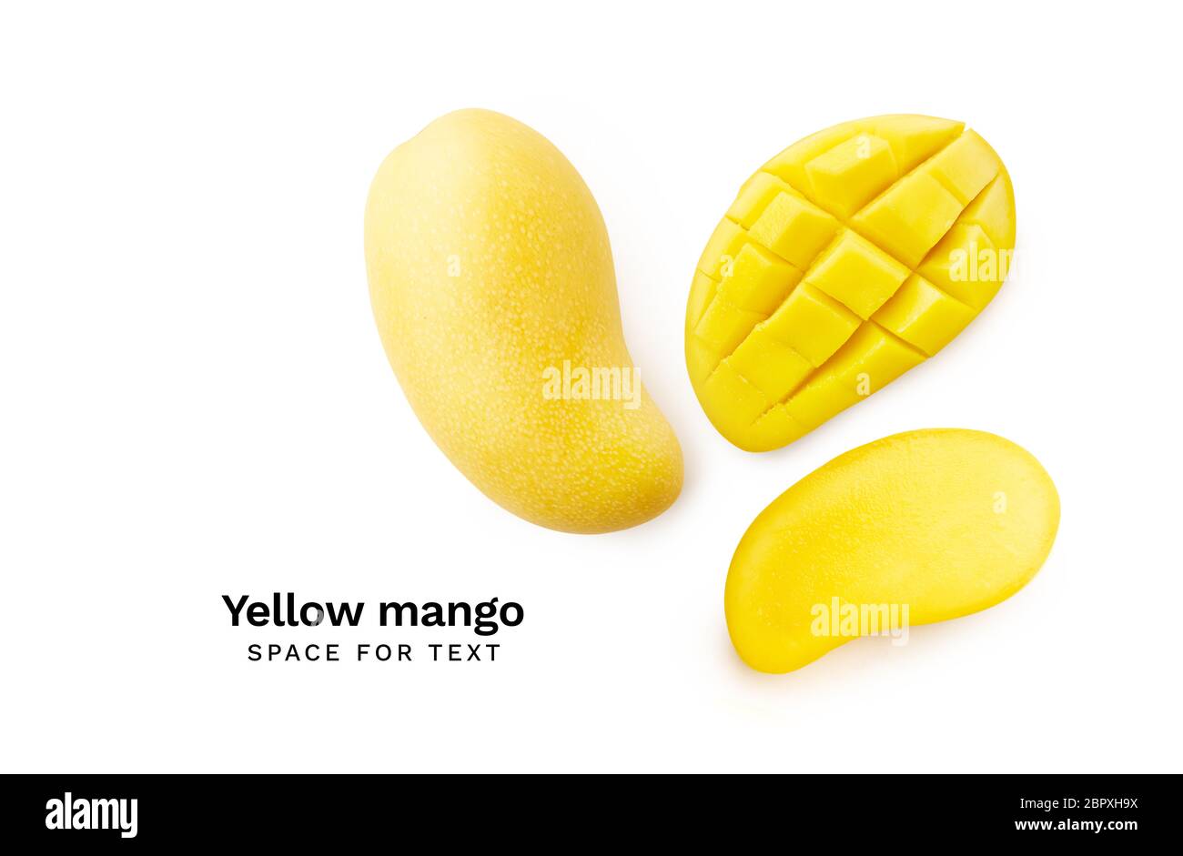 Fresh mango top view with copy space isolated. Tropical food flat lay ...