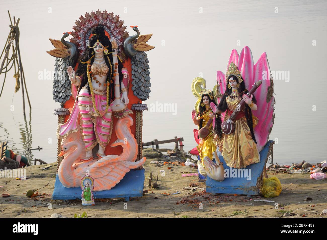 Statue Of Indian Goddess Maa Saraswati, Guwahati, Assam, India Stock ...