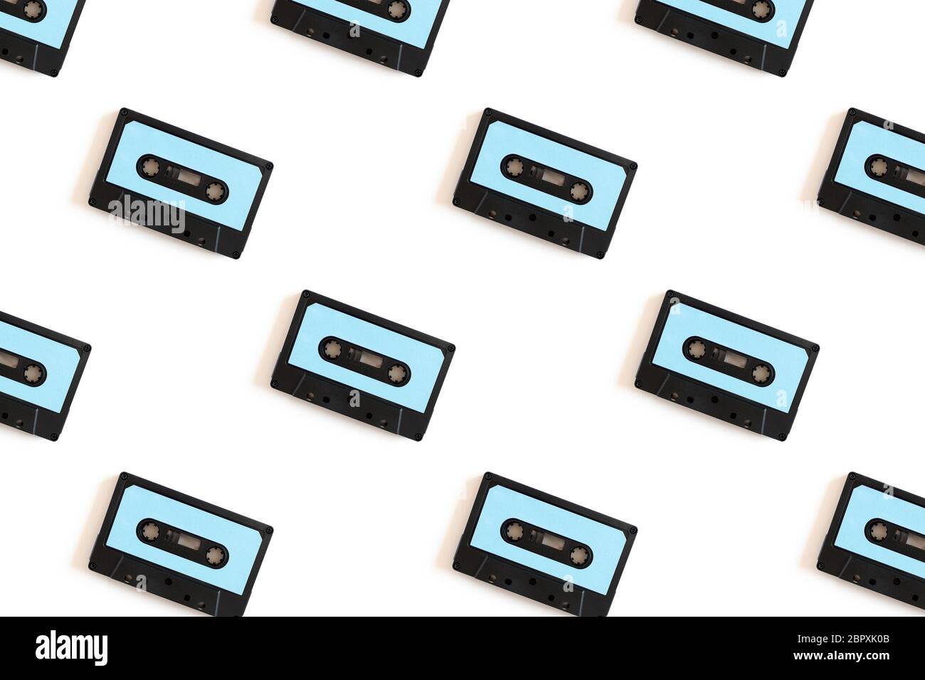 Cassette tapes pattern on a white background. Creative layout Stock ...