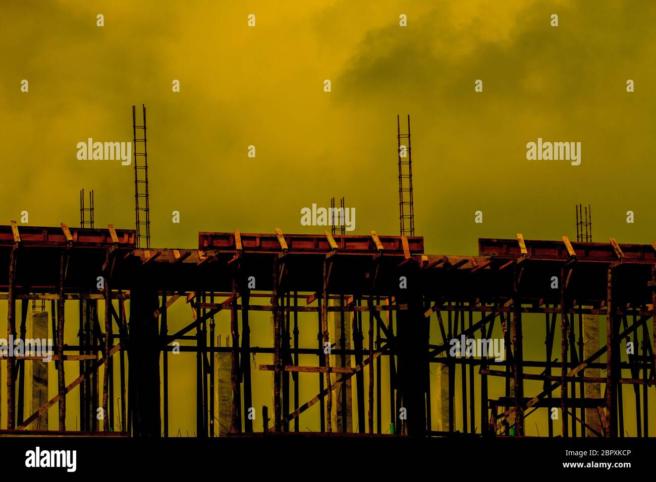 new building construction site, close up detail construction on ...