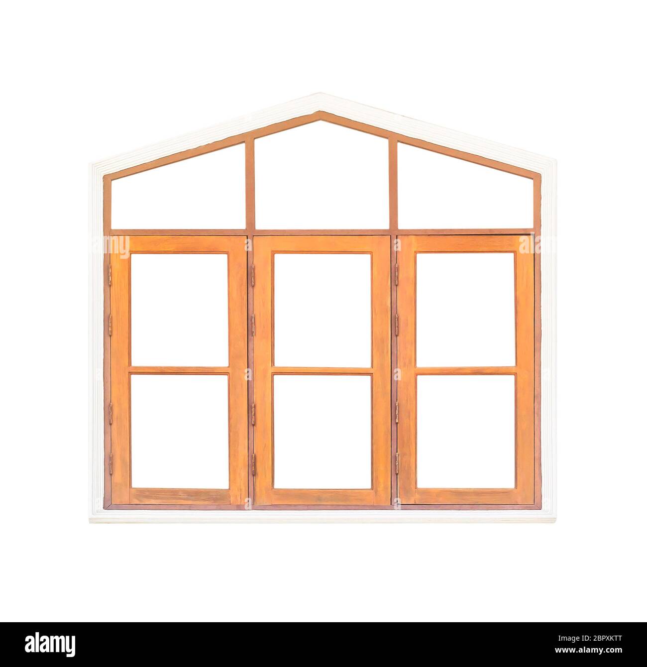 Wooden window frame isolated on white background with clipping path ...