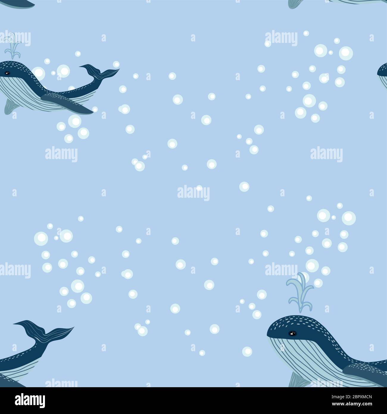 Seamless sea pattern with funny whales. Summer marina background Stock ...