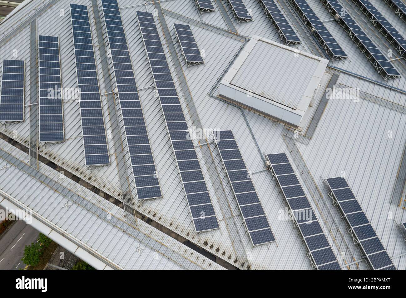 Top view of solar panel station Stock Photo - Alamy