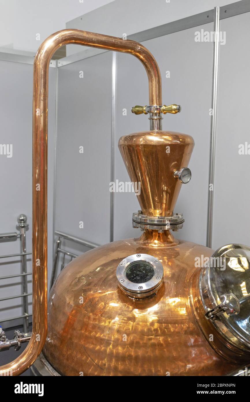 Classic Copper Distilling Alcohol Still Brewery Equipment Stock Photo ...