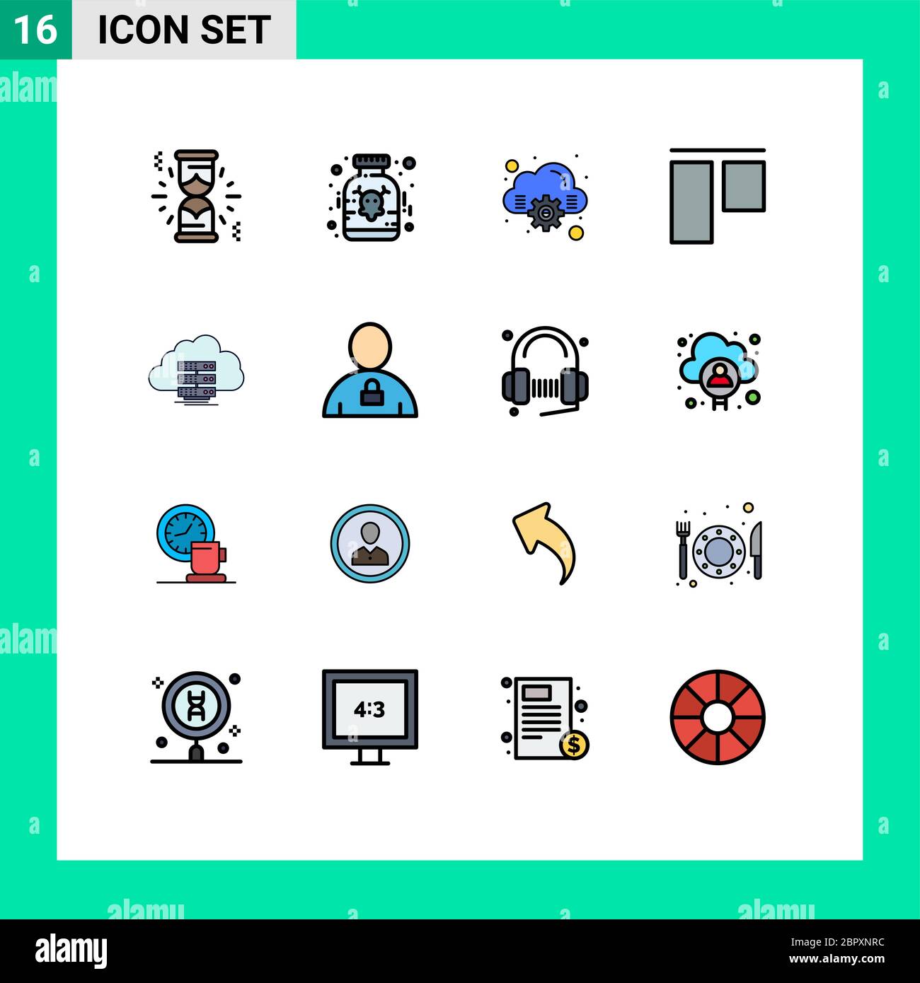 16 Thematic Vector Flat Color Filled Lines And Editable Symbols Of Flow Computing Computing