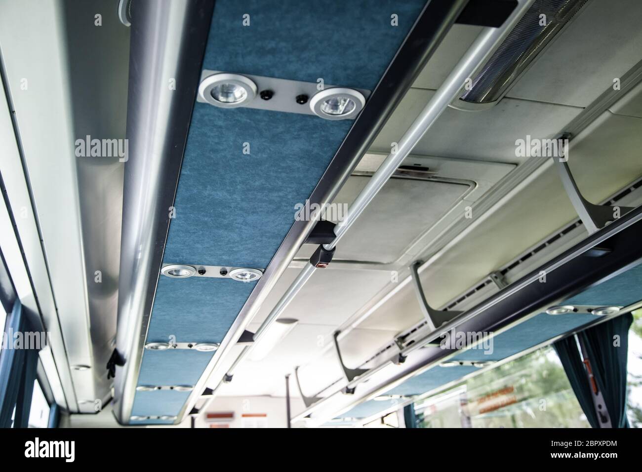 Interior of a modern bus, transportation detail in the city Stock Photo ...