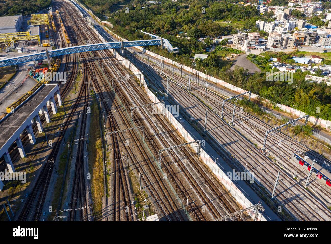 Top view of train track from top Stock Photo - Alamy