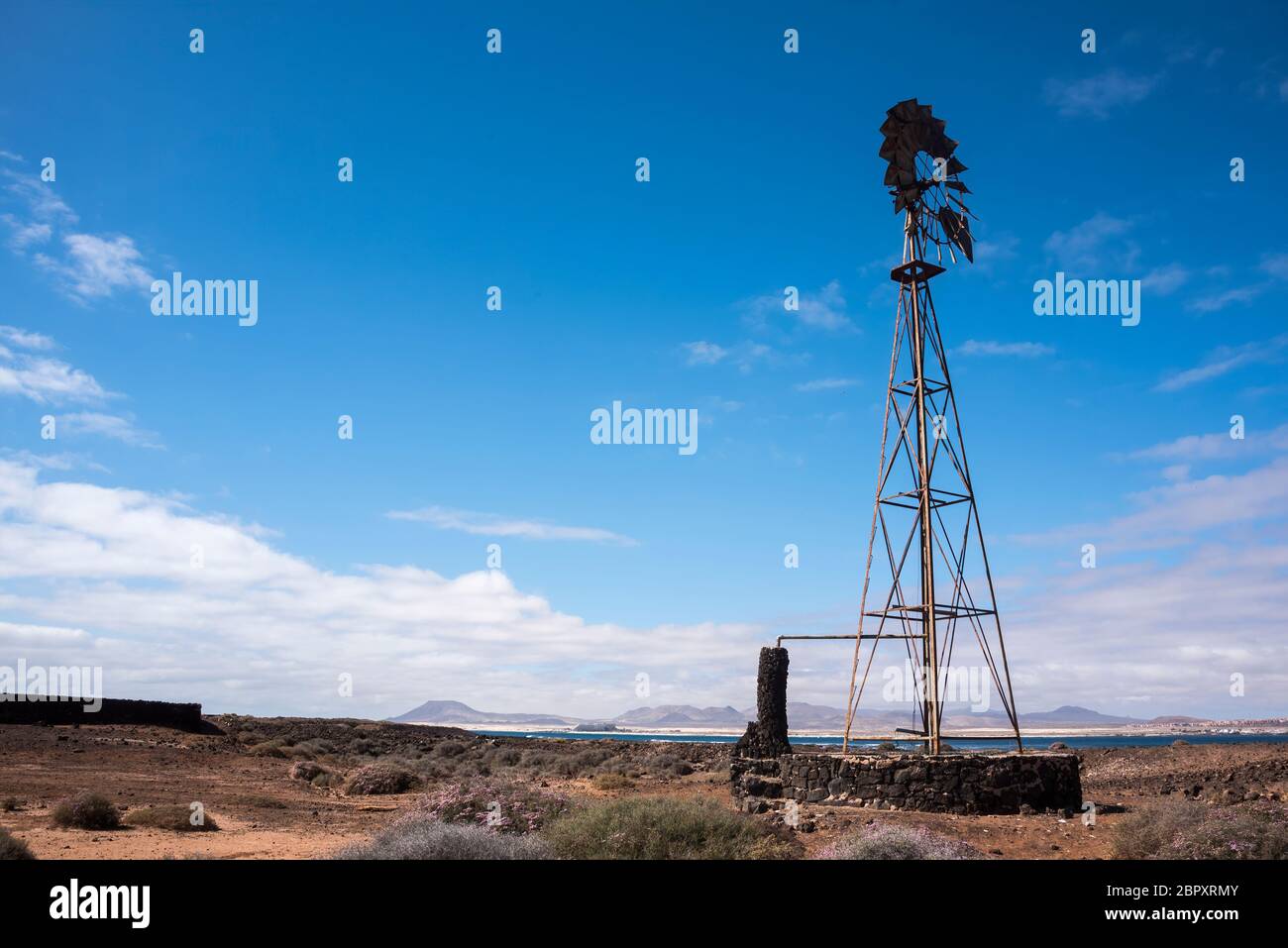American style windmill in Fuerteventura, Canary Islands, Spain Stock ...