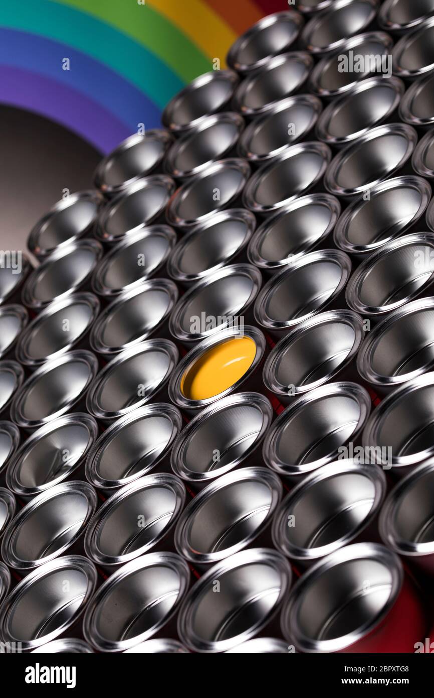 Open cans of paint, Creativity concept Stock Photo - Alamy