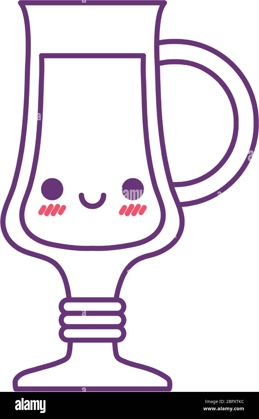 juice cup cartoon line style icon design, Kawaii food cute expression ...