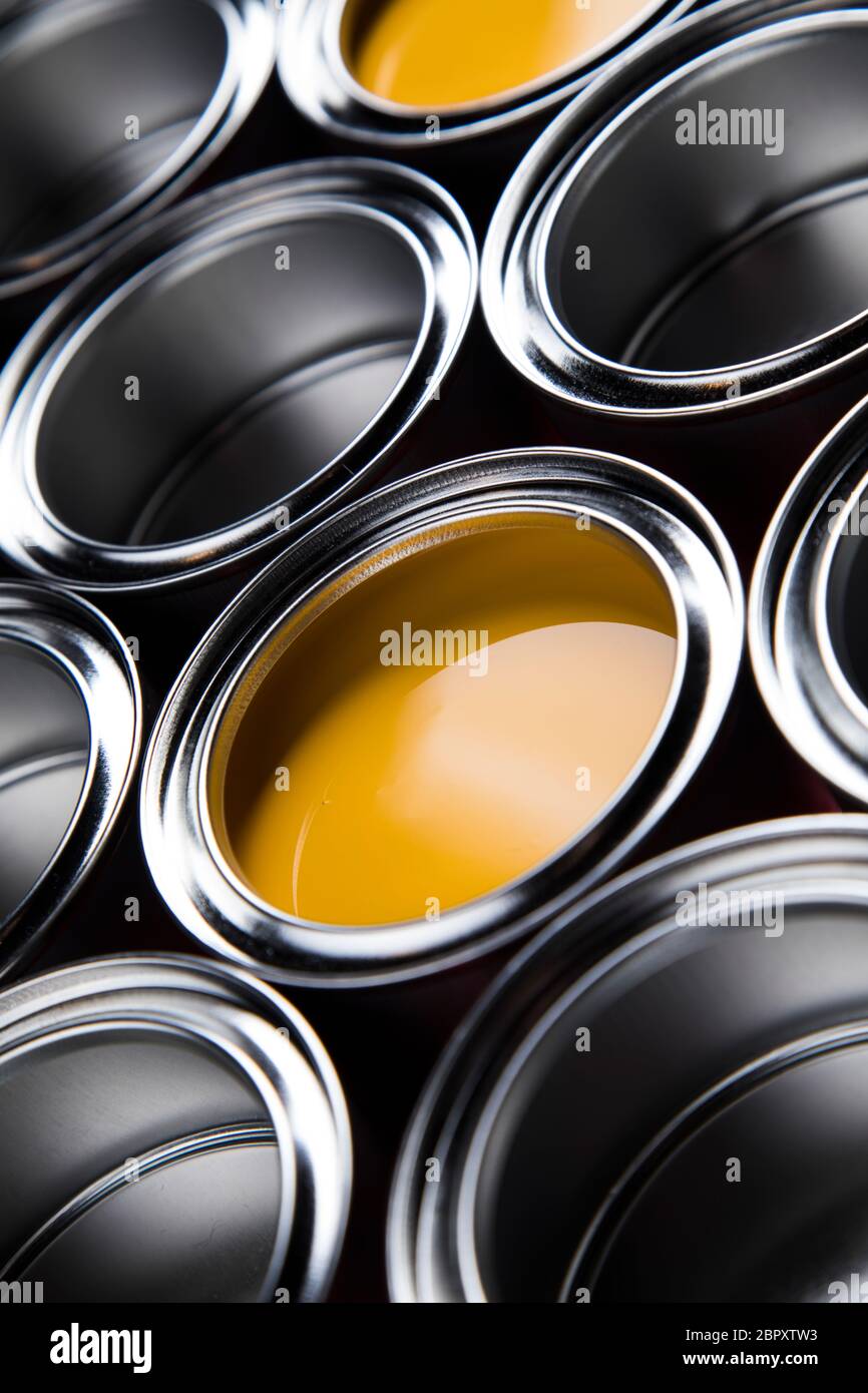Open cans paint color samples hi-res stock photography and images - Alamy