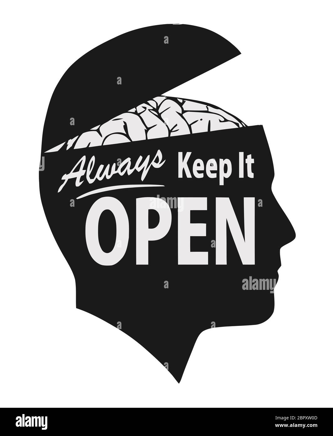 always keep it open mind brain learning illustration Stock Photo - Alamy
