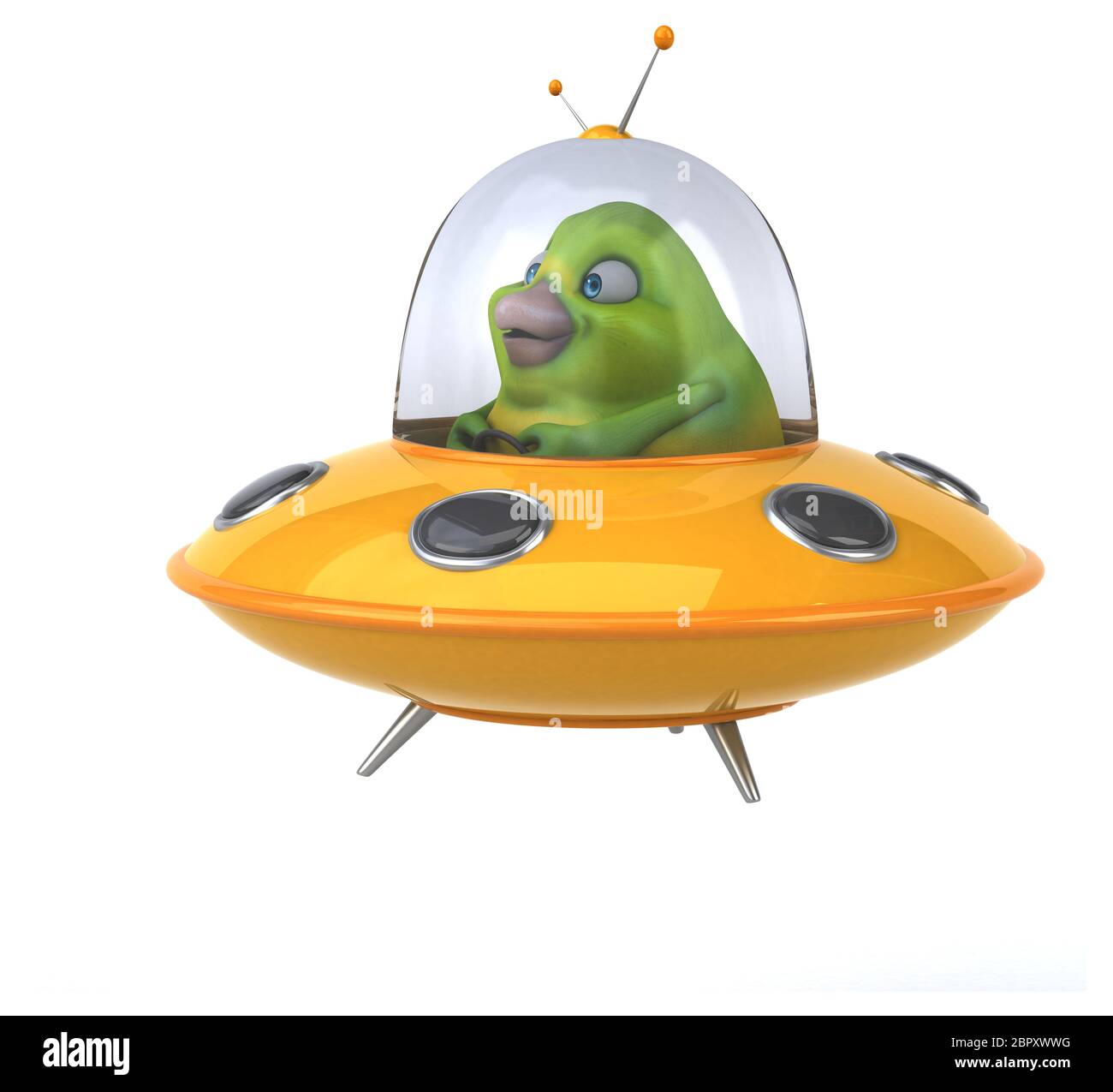 Fun green bird - 3D Illustration Stock Photo - Alamy