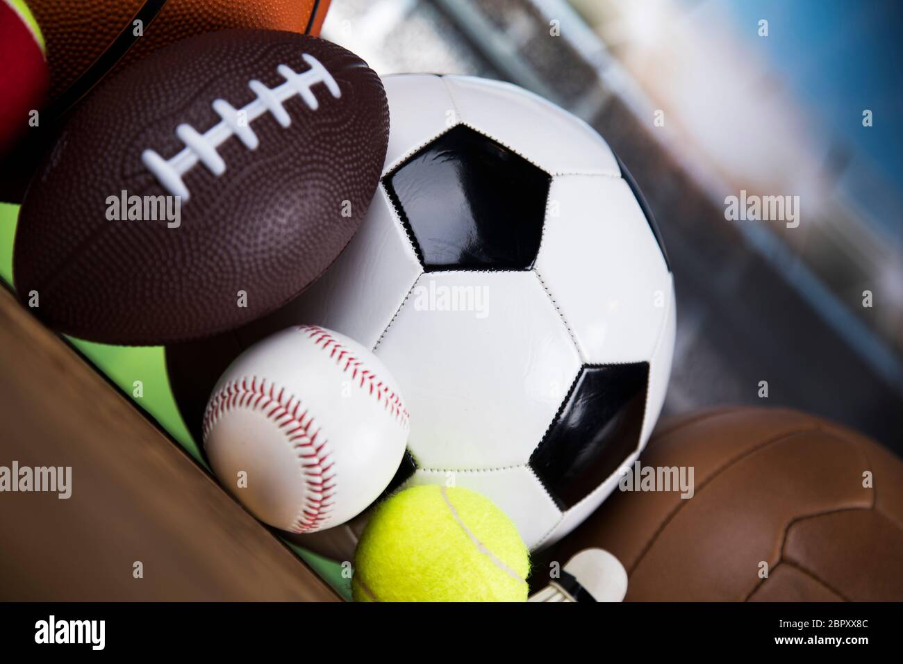Winner trophy, Sport equipment and balls Stock Photo - Alamy
