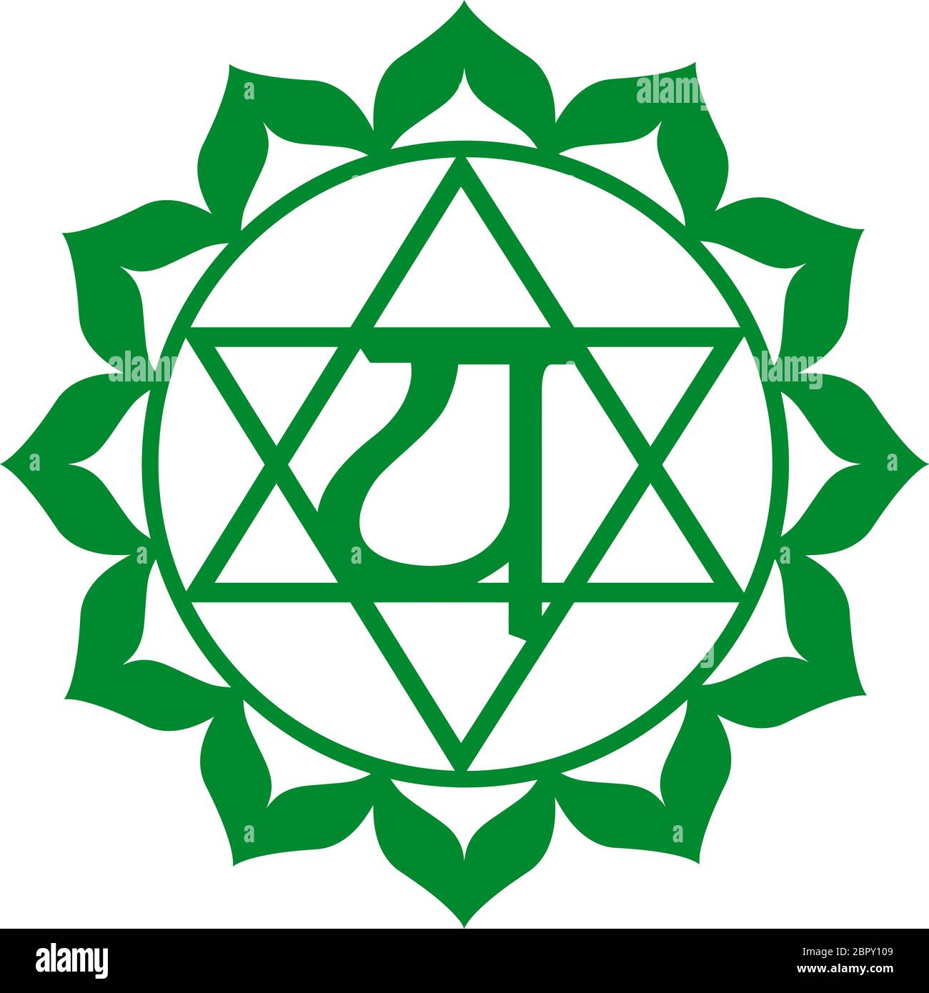 chakra energy green heart love meditation yoga hindu illustration Stock ...