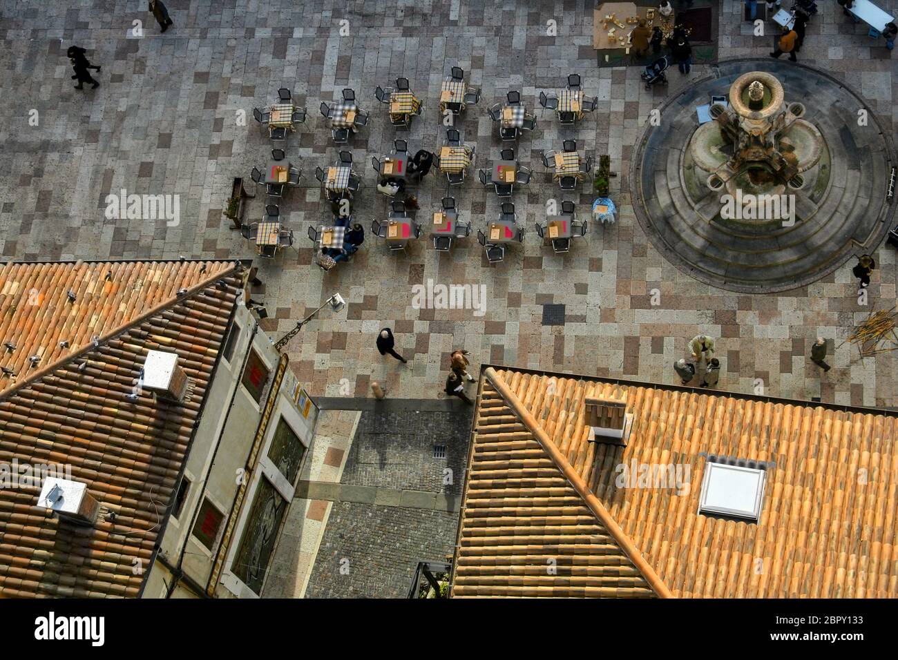 tables in a open space Stock Photo - Alamy