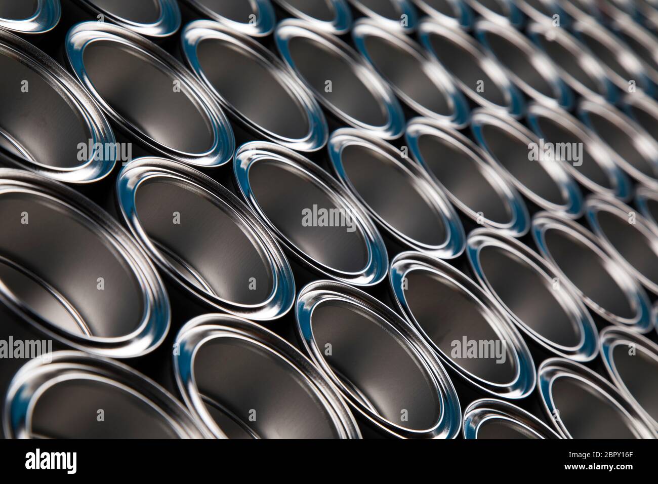Metal tin paint cans background Stock Photo - Alamy