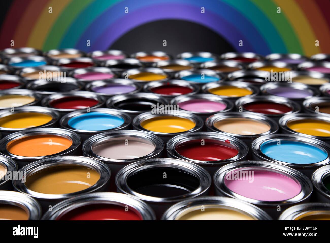 Paint cans color palette and Rainbow colors Stock Photo - Alamy