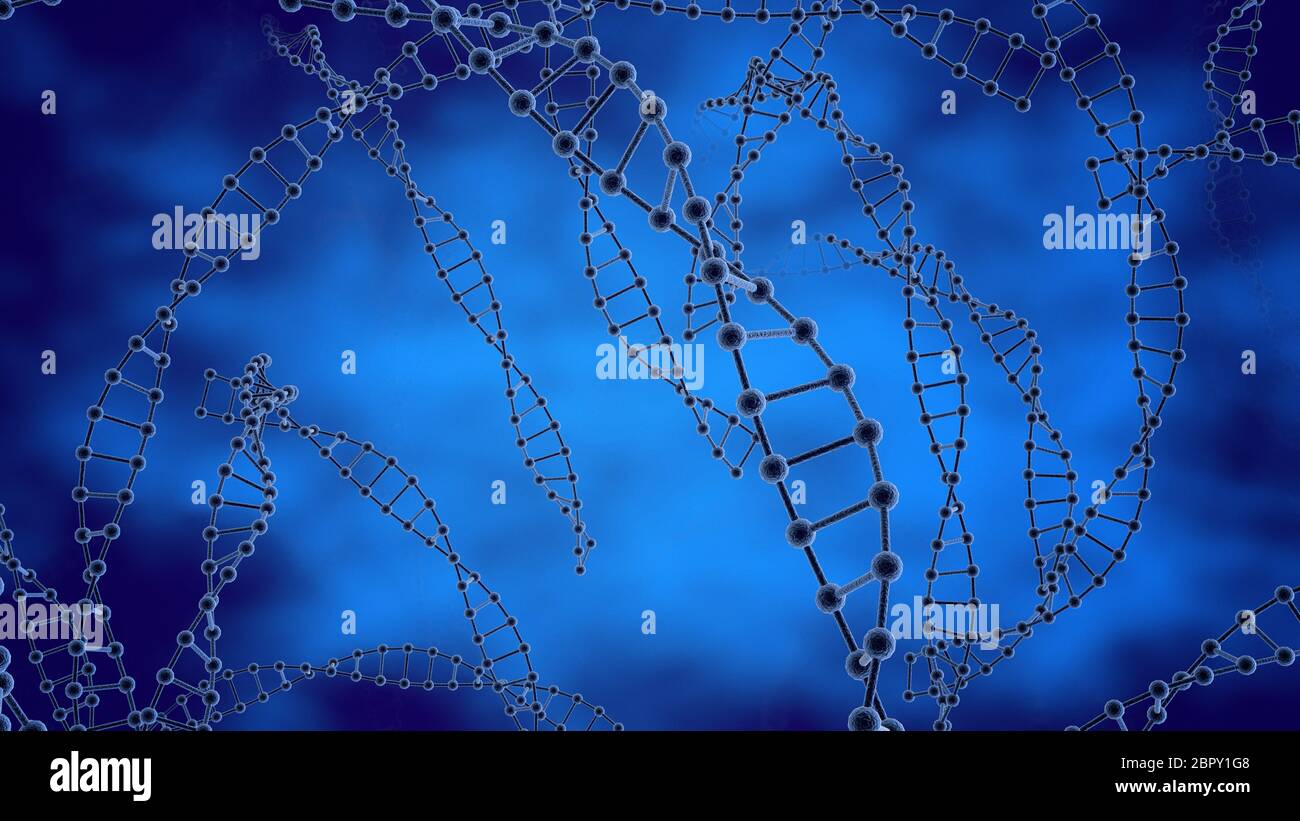 Model of DNA chain in blue background Stock Photo - Alamy